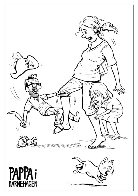 Pappa i barnehagen fargeleggingsark - Kagge
